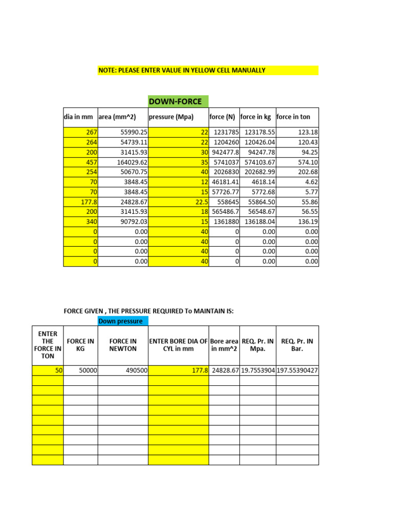 Cylinder Force Calculation | PDF | Mechanical Engineering | Physical ...