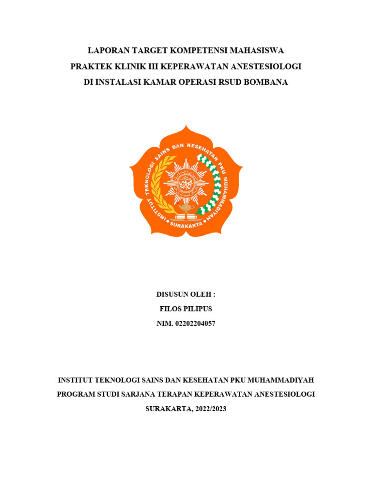 Laporan Target Kompetensi Mahasiswa Praktek Klinik Iii Keperawatan ...