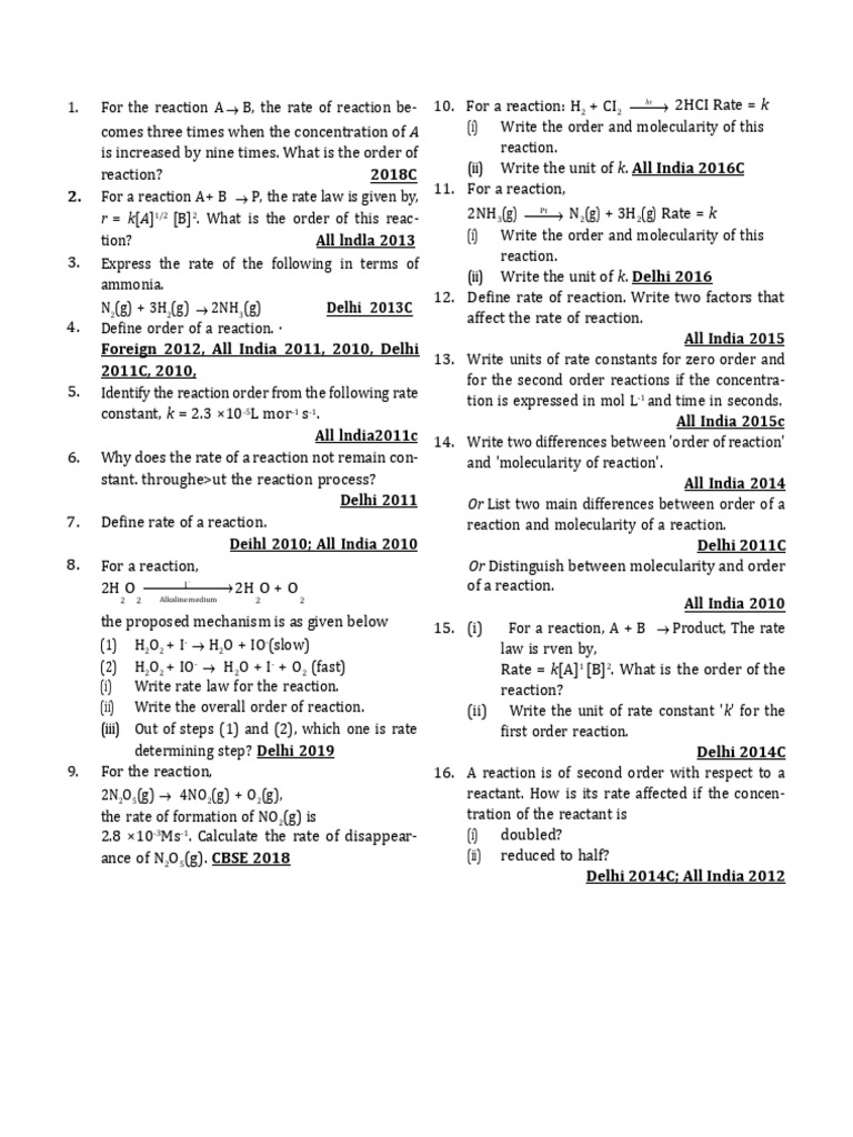 Reaction Order and Rate Laws Guide | PDF | Activation Energy | Reaction ...
