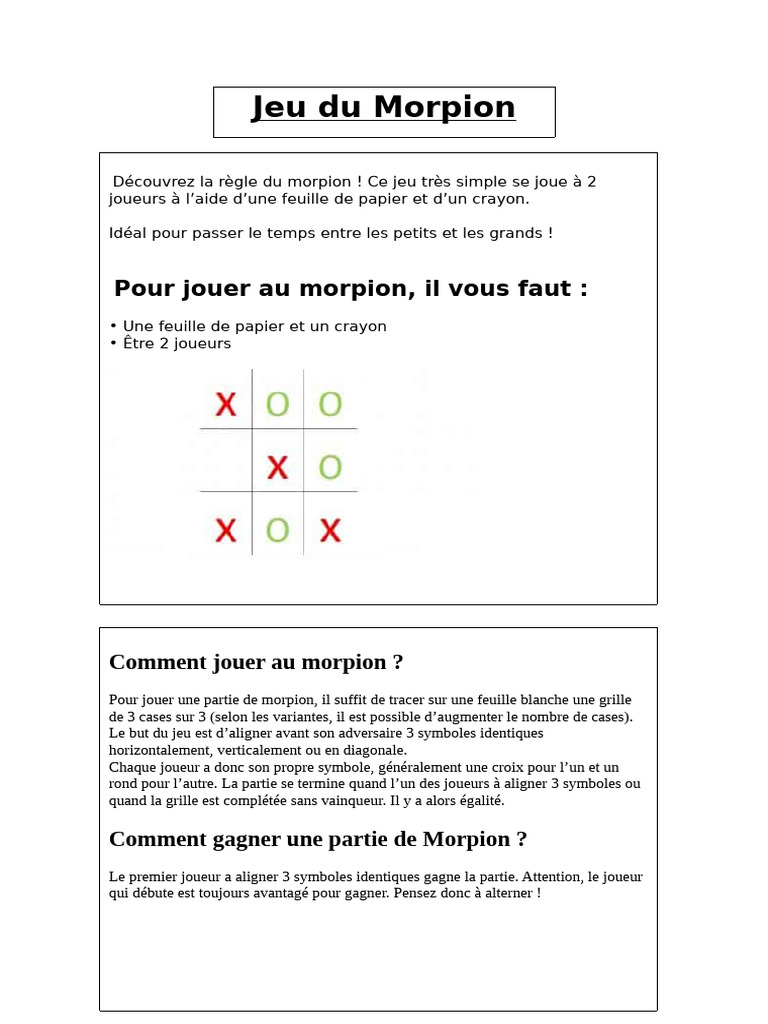 Jeu Du Morpion | PDF