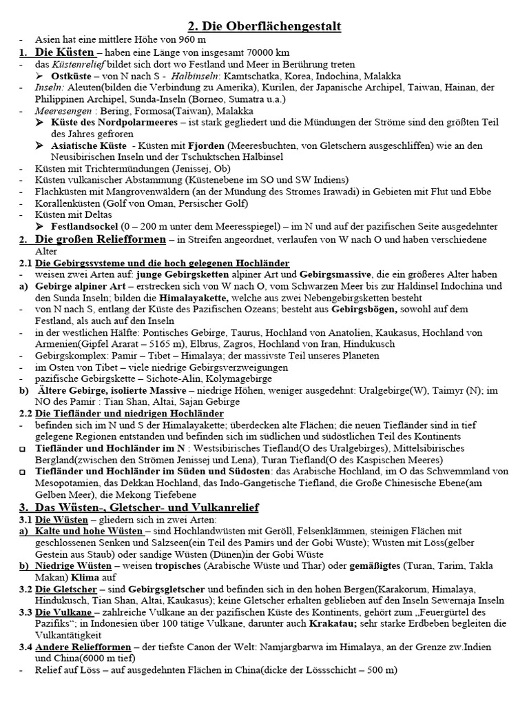 Asien-Oberflächengestalt | PDF