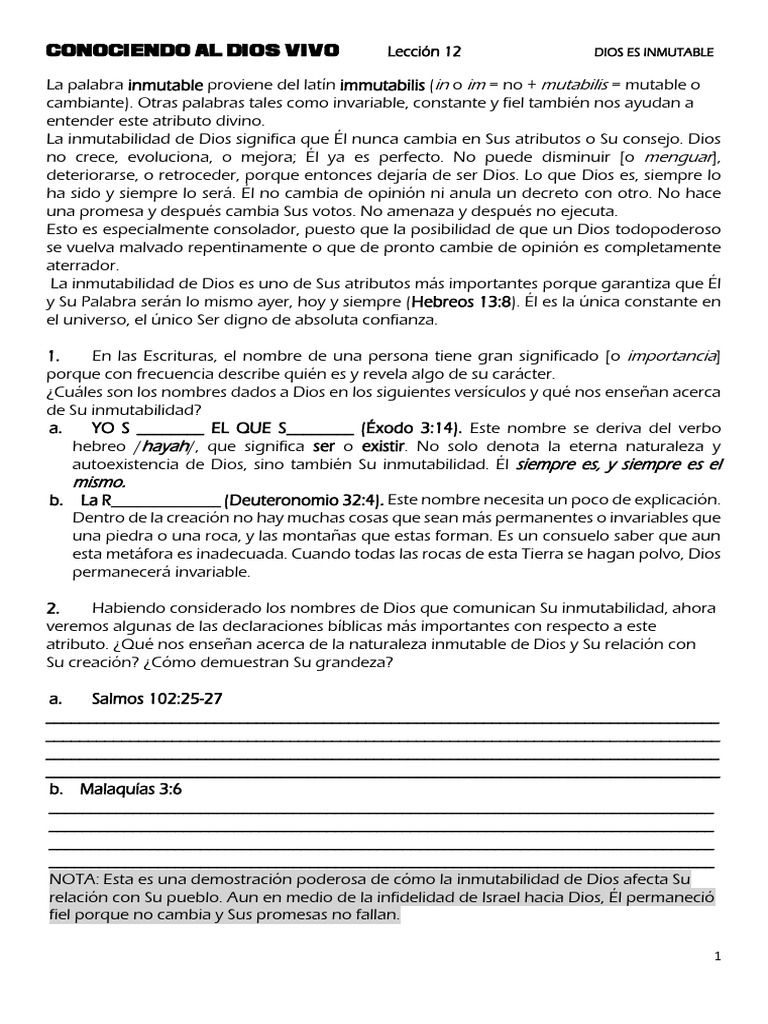 L-12 - Dios Es Inmutable | PDF