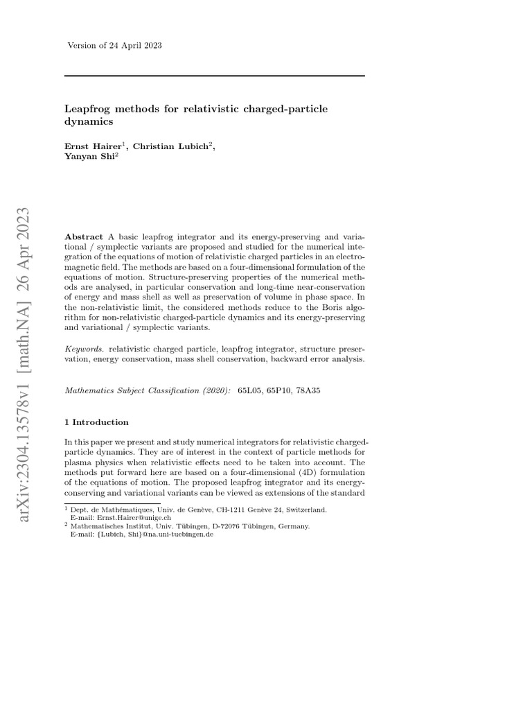 Leapfrog Methods for Particle Dynamics | PDF | Hamiltonian Mechanics | Noether's Theorem