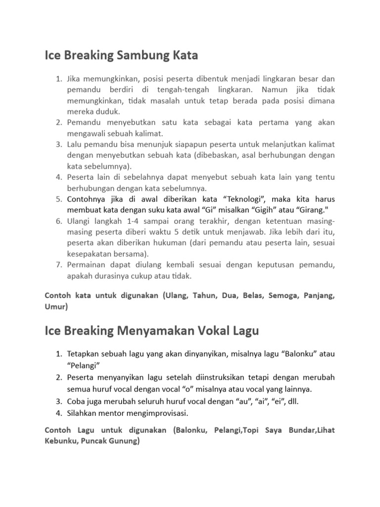 Contoh Ice Breaking Acara Ulan Tahun | PDF