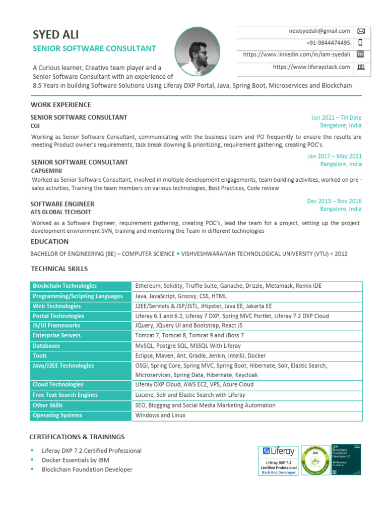 Syed Ali - Liferay Developer | PDF