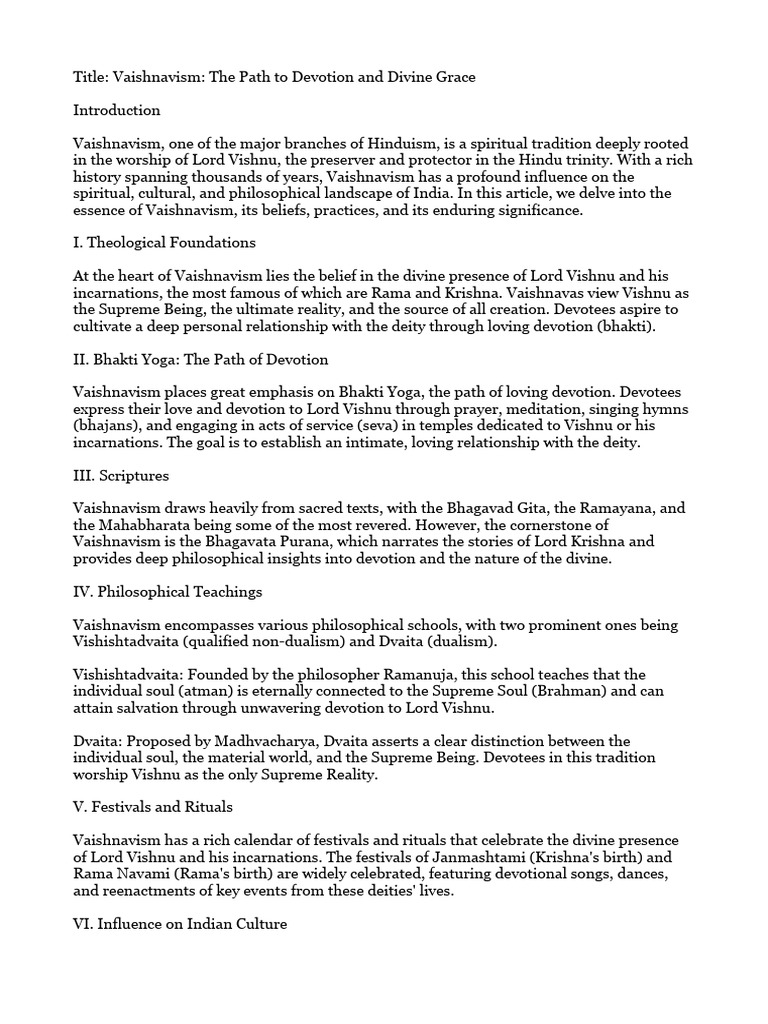 Vaishnavism-The Path To Devotion and Divine Grace | PDF