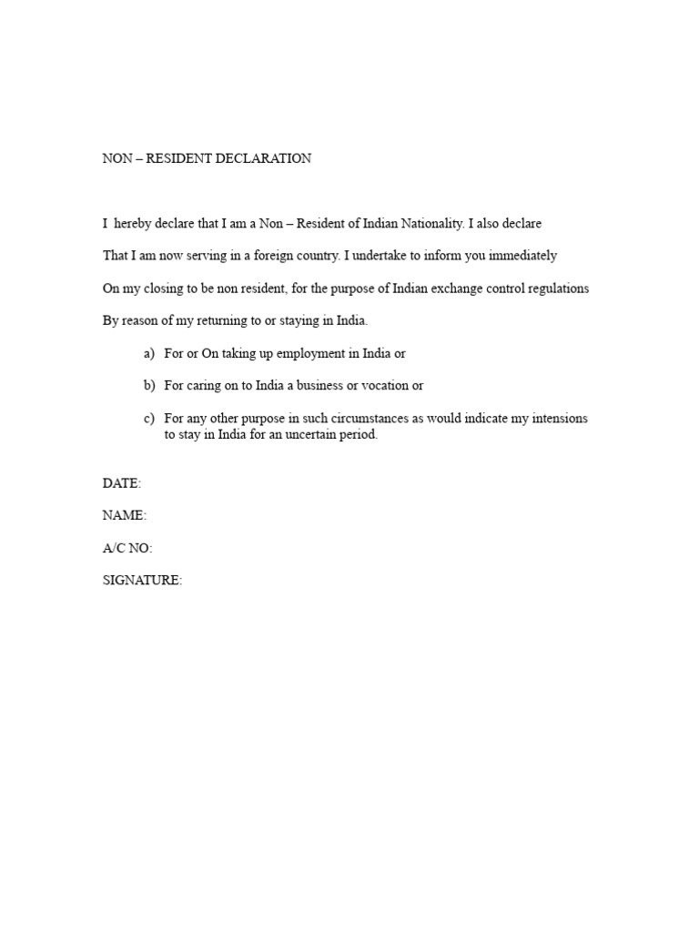 NRI Declaration Form | PDF