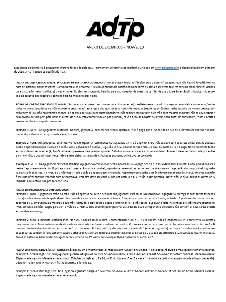 Regulamento ADTP 2019 V1.0 ANEXO I EXEMPLOS | PDF