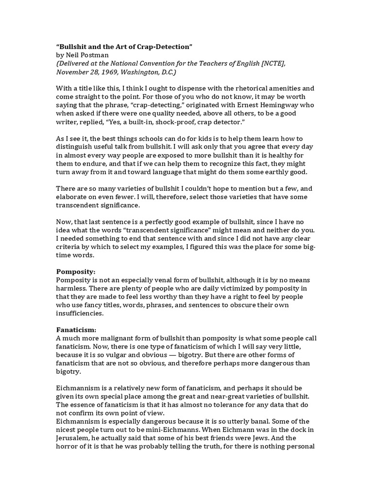 Bullshit and The Art of Crap Detection | PDF