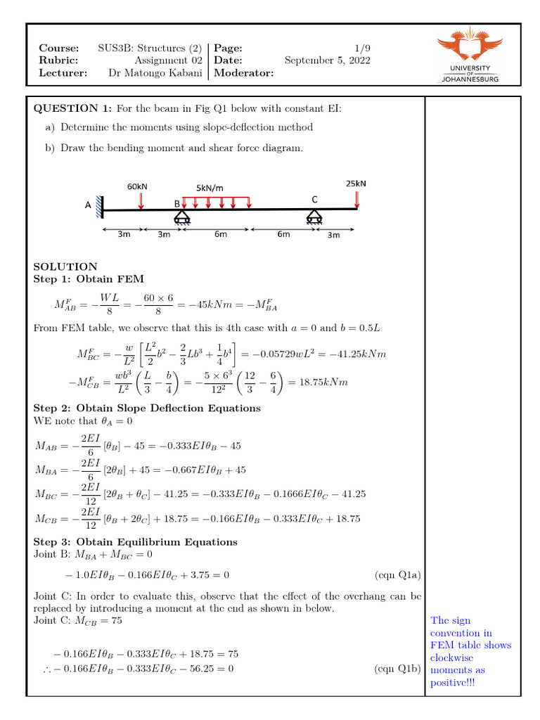 Tutorial - 03 - Solution - Slope Deflection | PDF
