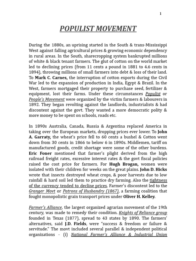 Populist Movement (Anant) | PDF | People's Party (United States ...