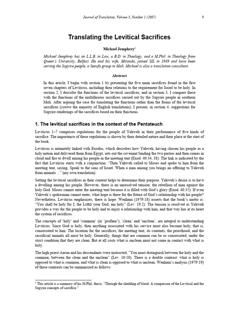 Translating the Levitical Sacrifices | PDF