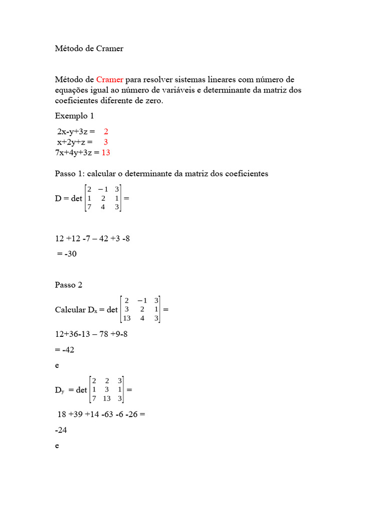 Método de Cramer | PDF