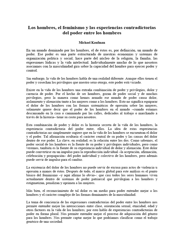Michael Kaufman - Los Hombres El Feminismo y Las ...