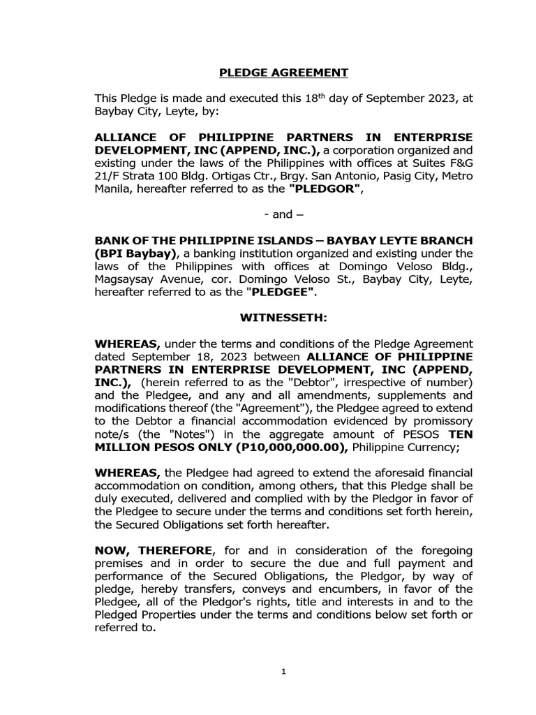 Pledge Agreement | PDF