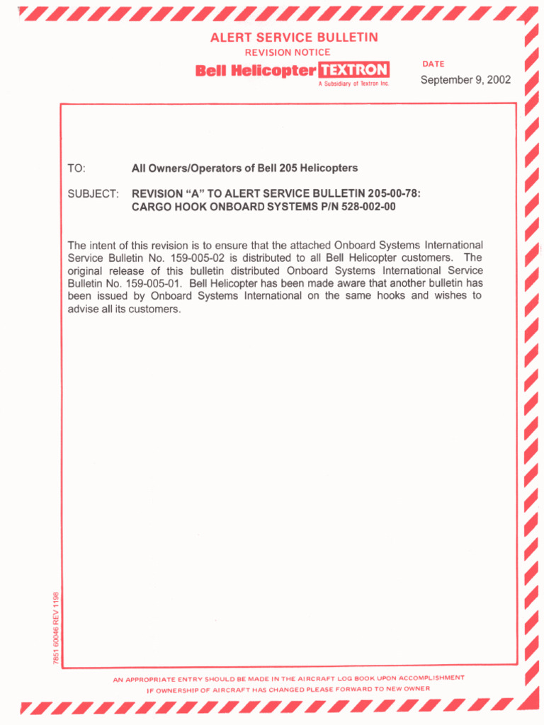 Bell Helicopter) Ixci 1.N: Alert Service Bulletin | PDF