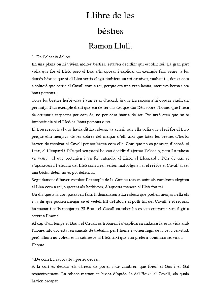 Llibre de Les Besties (Resum F.) | PDF