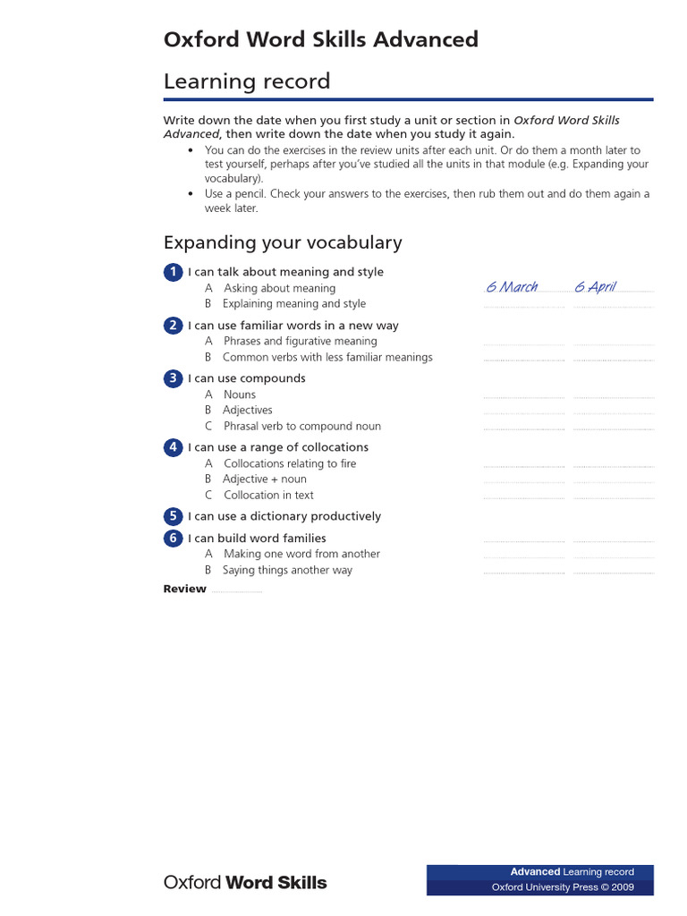OWS Advanced Learning Record | PDF | Preposition And Postposition ...