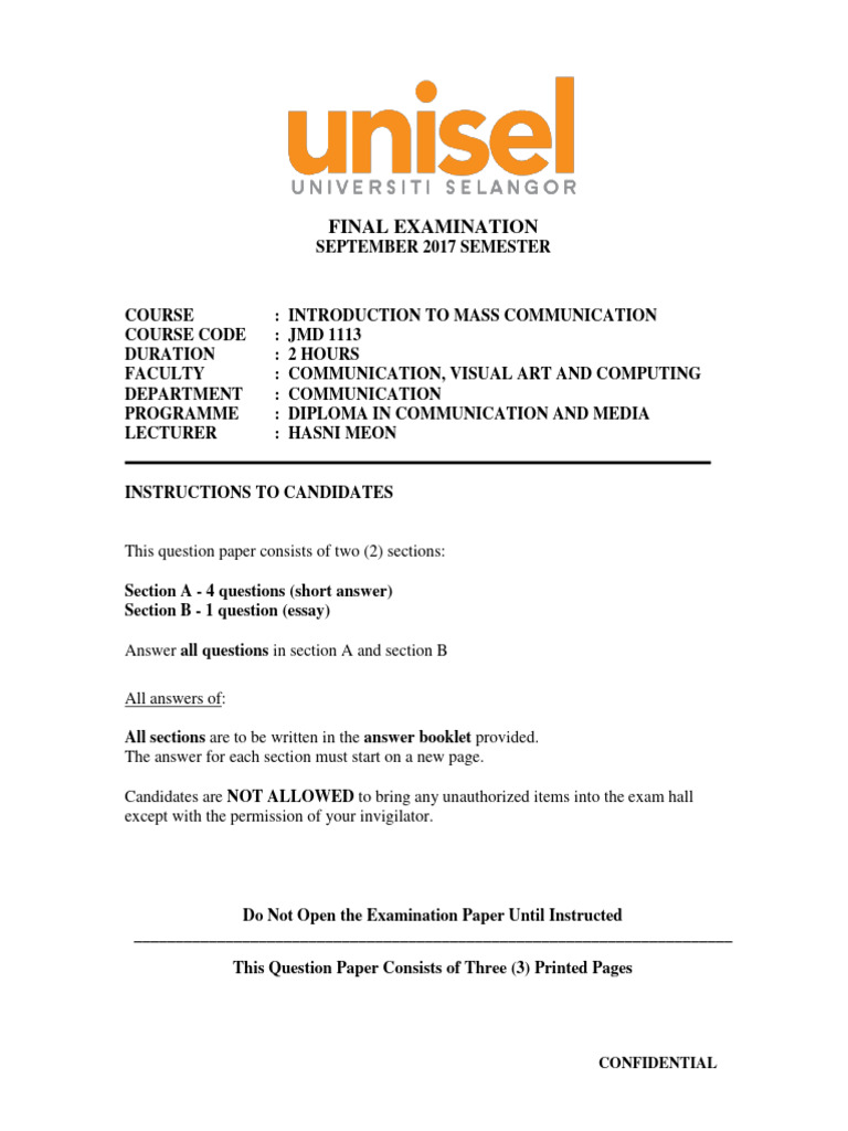 Masscom Past Year Paper | PDF | Social Science | Science & Mathematics