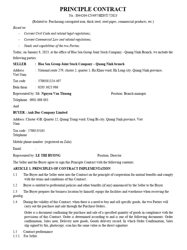 Principle Contract | PDF | Payments | Debt