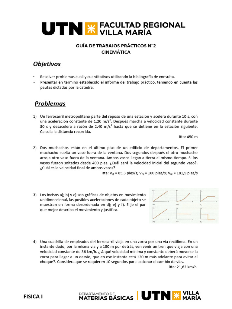 Guia N°2 - Cinematica | PDF | Velocidad | Aceleración