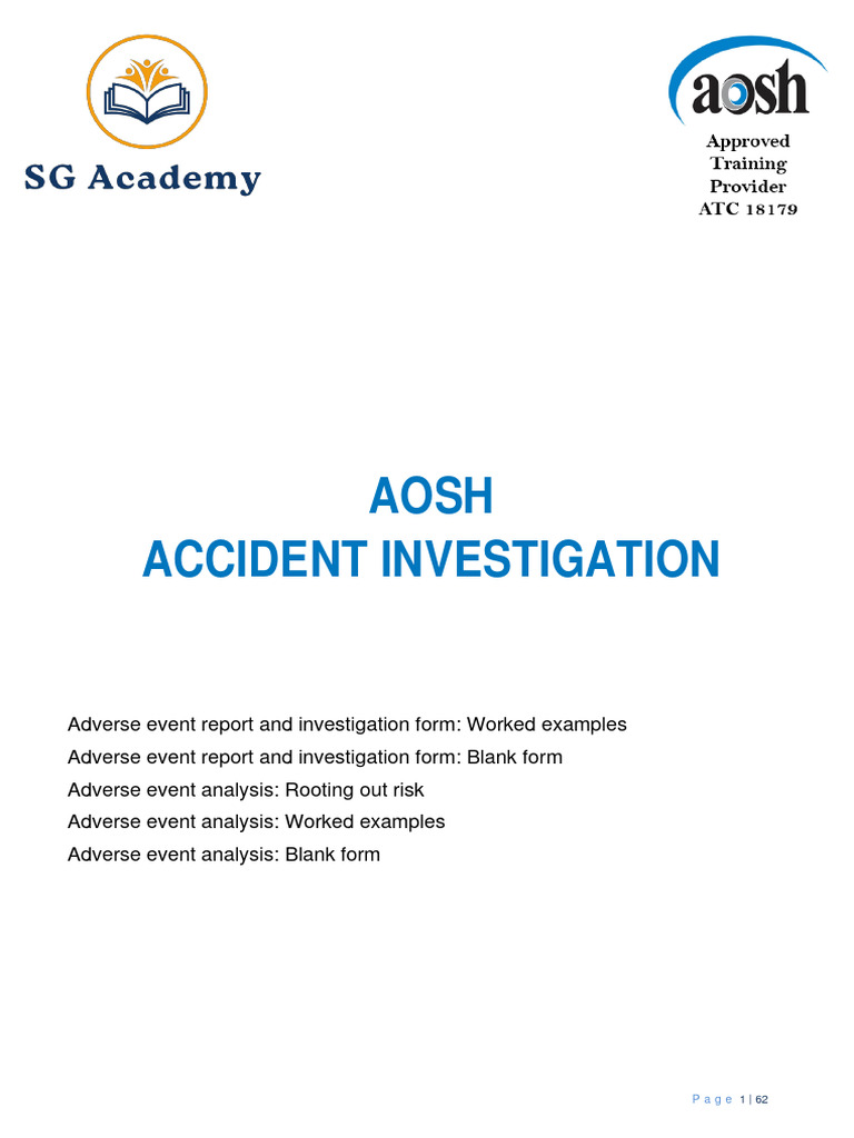 AOSH Adverse Event Report and Investigation Form | PDF | Occupational ...