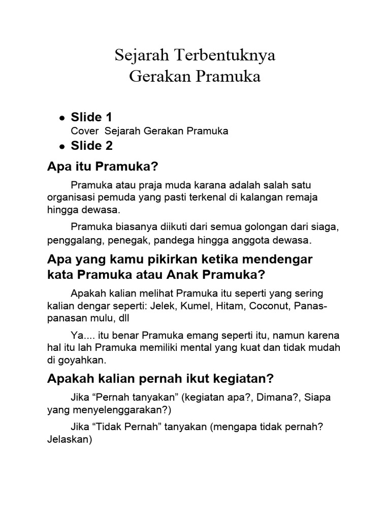 Paparan Materi Sejarah Pramuka | PDF | Politik
