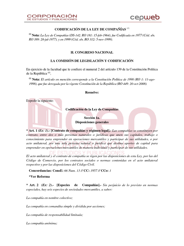 Ley de Compañias Actualizada 2023 | PDF | Pinchando el velo corporativo ...