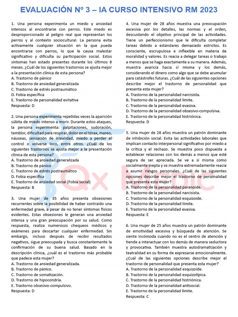 Evaluación #3 - Ia Curso Intensivo RM 2023 - Con Claves | PDF