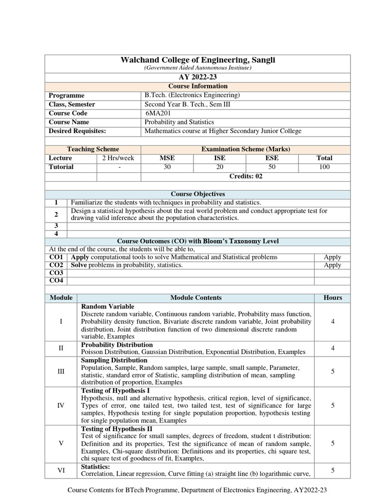 SY BTech Electronics Syllabus 2022-23 | PDF | Teaching Methods ...