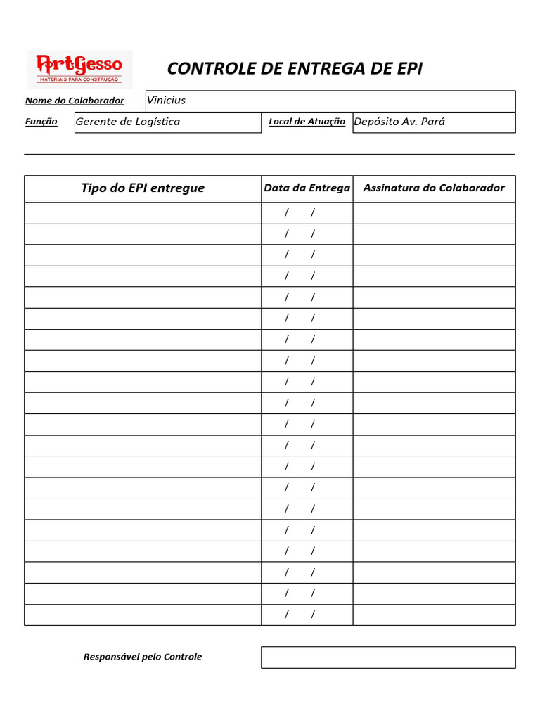 Formulário - Controle de EPI | PDF