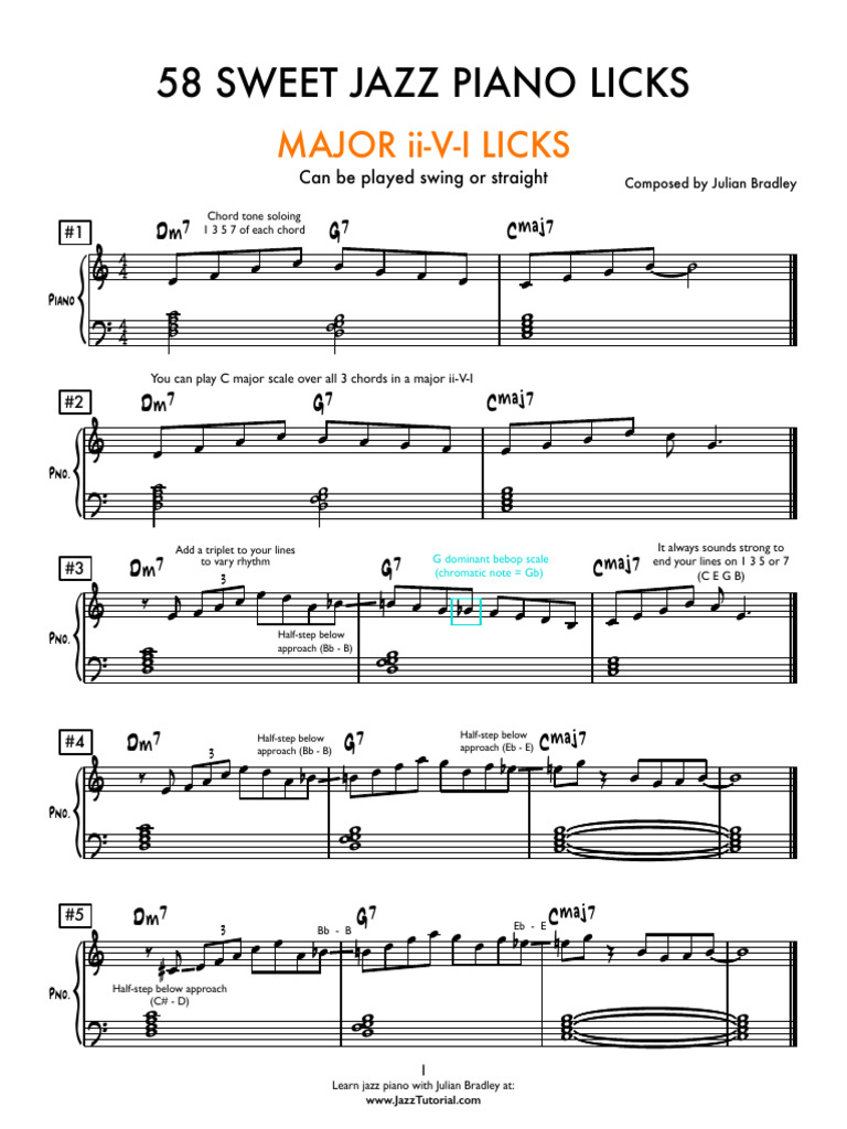 56 Sweet Jazz Piano Licks | PDF