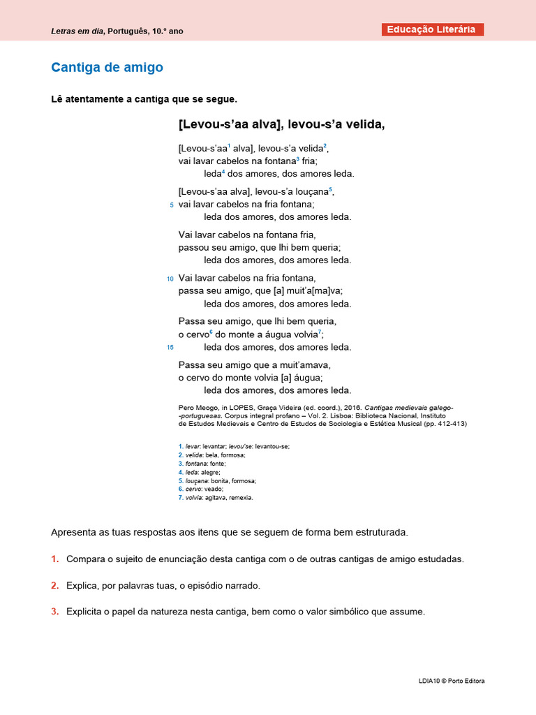 Ldia10 Ficha El Cantiga Amigo | PDF