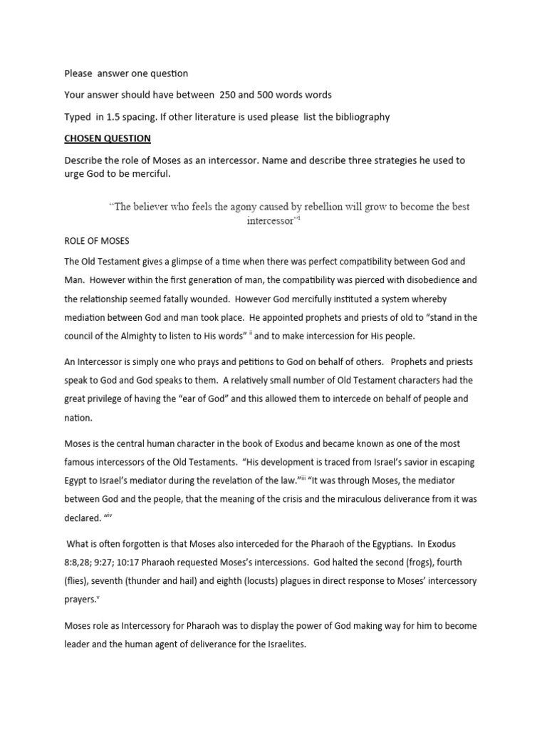 Role of Moses As An Intercessor. | PDF | Intercession | Book Of Exodus