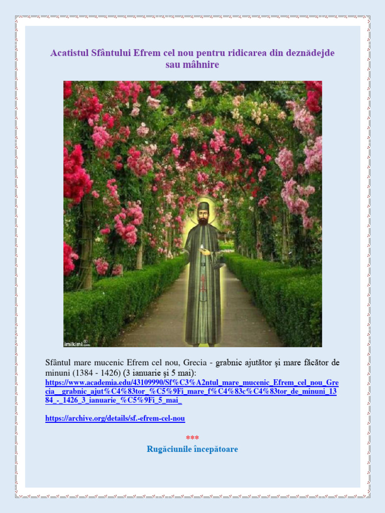 Acatistul Sfantului Efrem Cel Nou | PDF
