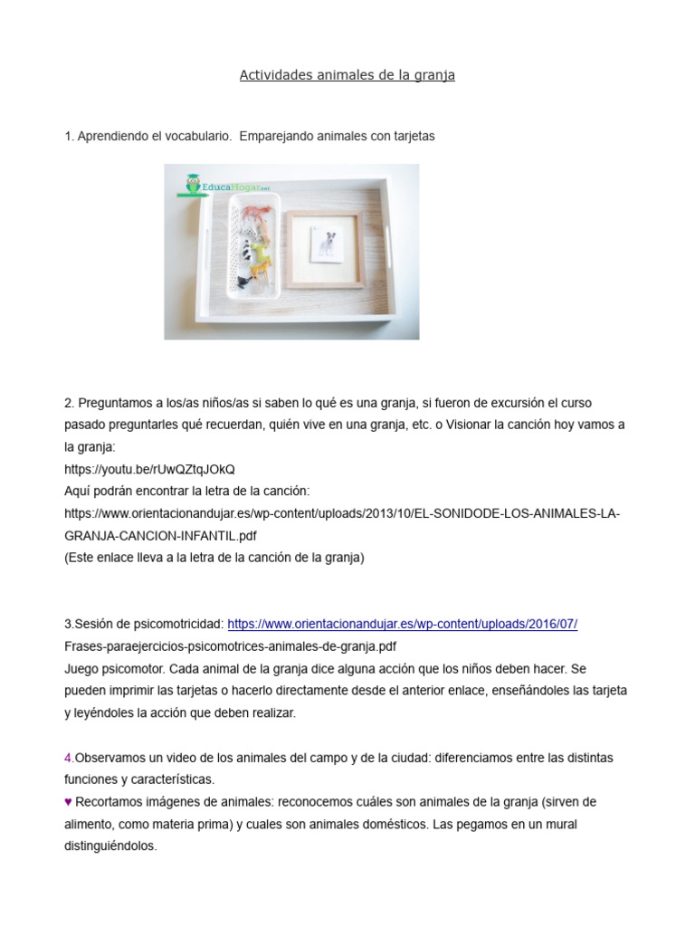 Actividades Divertidas sobre Animales de Granja | PDF