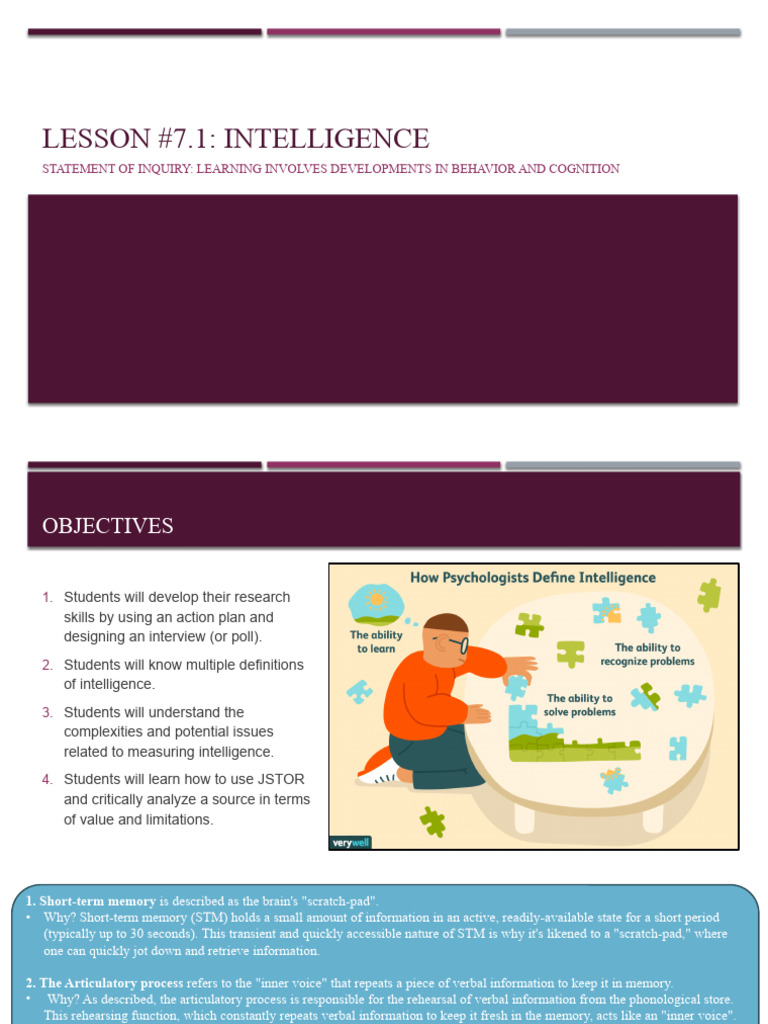 Lesson #7 - Intelligence | PDF