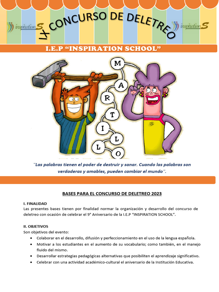 Bases Concurso de Deletreo 2023 | PDF