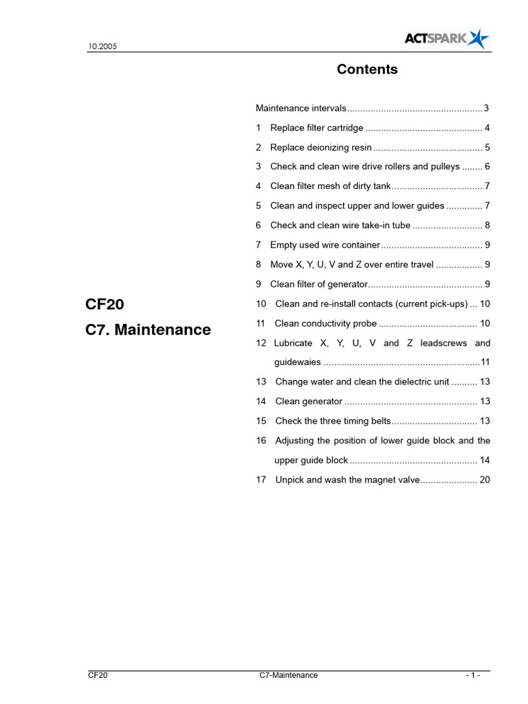 CF20 Maintenance Procedures Guide | PDF