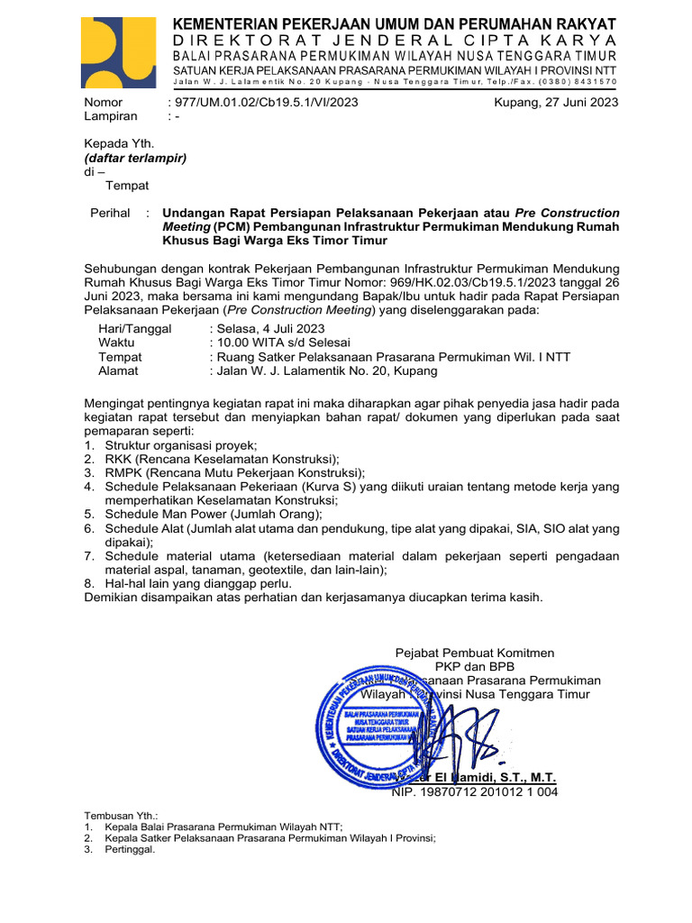 Undangan Rapat PCM-1 | PDF