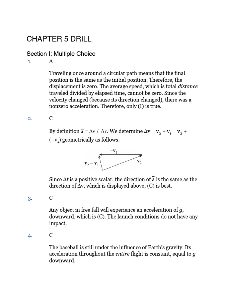 Cracking The AP Physics C Exam, 2020 Edition Chapter 5 Drill (Answer ...