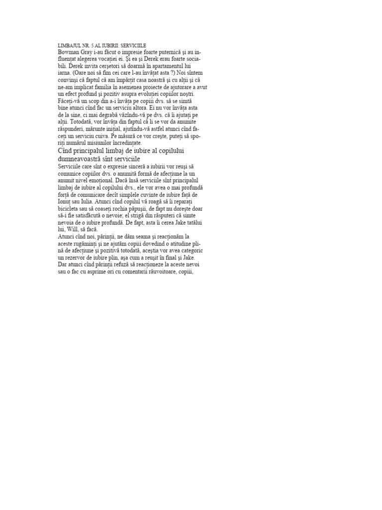 Gary Chapman-Cele-Cinci-Limbaje-De-Iubire-Ale-Copiilor Part IV | PDF