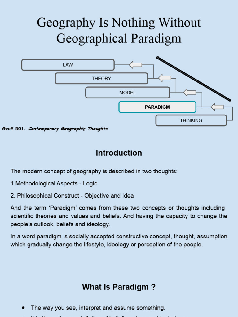 Evolution of Geographical Paradigms | PDF