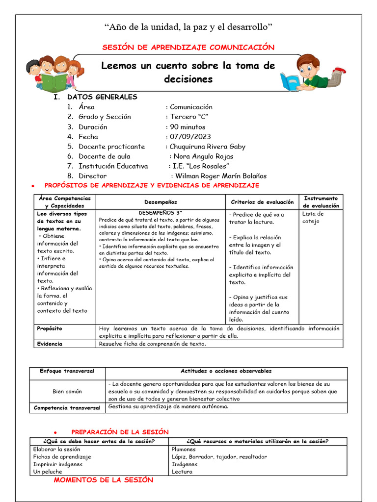 Ses Comu Leemos Un Cuento Sobre La Toma de Decisiones | PDF