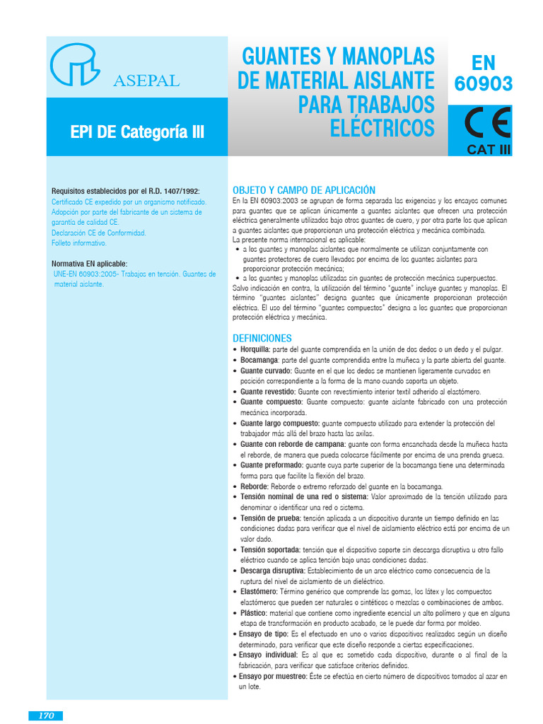 EN-60903 Guantes Aislant Electr | PDF | Aislador (Electricidad) | Guante