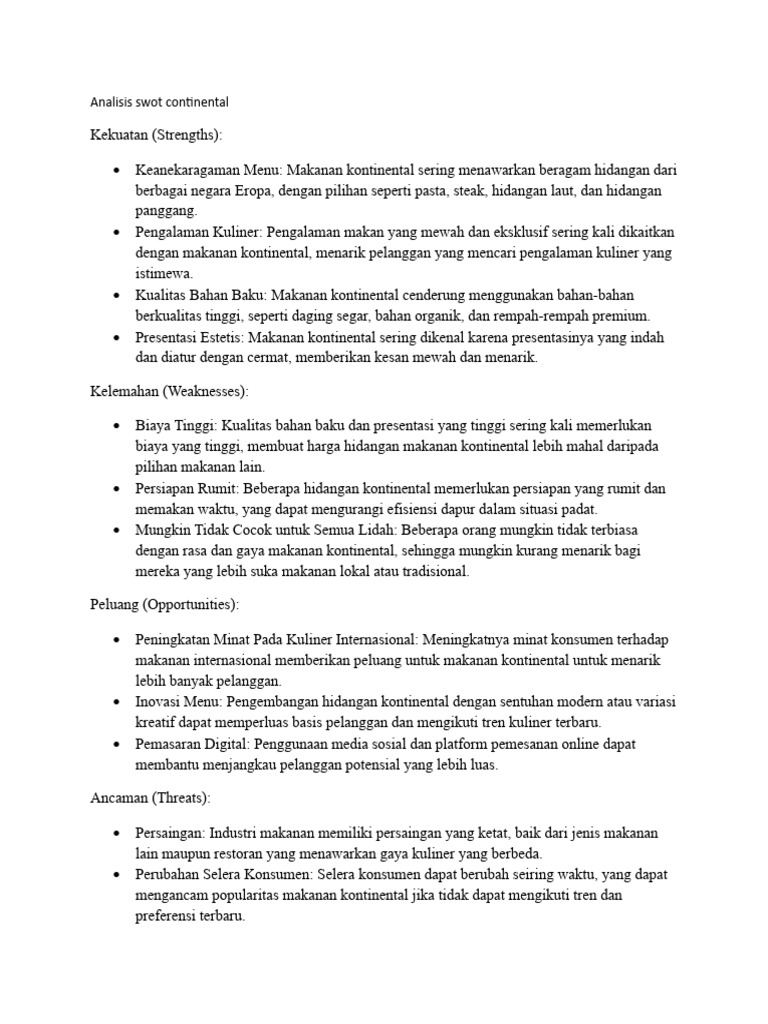 Analisis Swot Continental | PDF