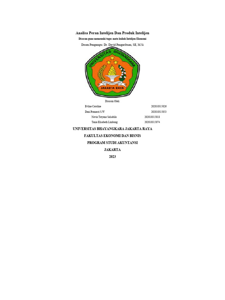 Analisa Peran Intelijen Dan Produk Intelijen-2 | PDF