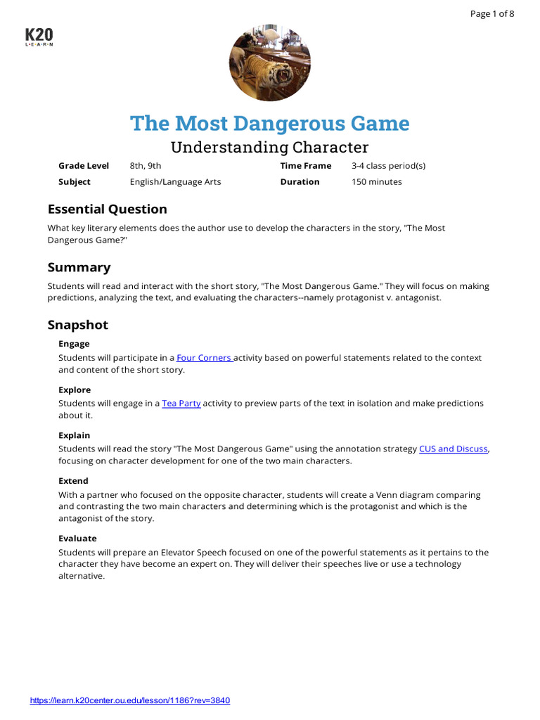 The Most Dangerous Game | PDF