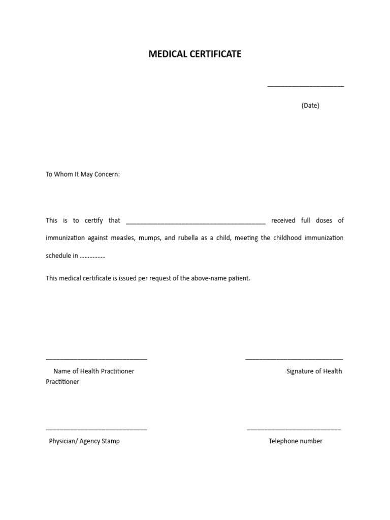 Medical Certificate | PDF