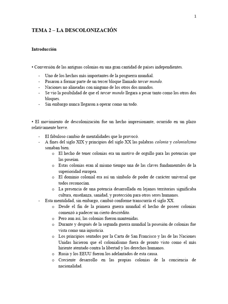 Tema 2 - La Descolonización | PDF